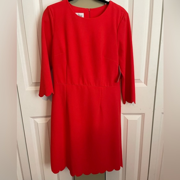 Dresses | Nwt Size 12 Red Scallop Detail Knit Dress From Dm Collection ...